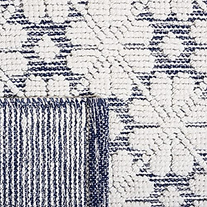 MARTHA STEWART x SAFAVIEH 6' x 9' Ivory/Navy MSR3503N Handmade Contemporary Floral Wool Area Rug