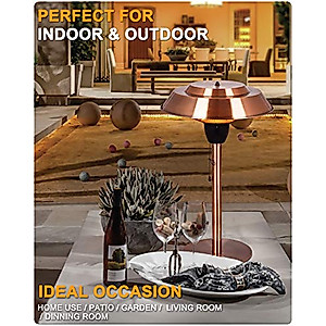 Star Patio Electric Patio Heater, Outdoor Heater, 1500W Infrared Heater with Brush Copper Finished, Tip-Over Protection, Electric Tabletop Heater, IP44 Waterproof, STP1566-CT-B