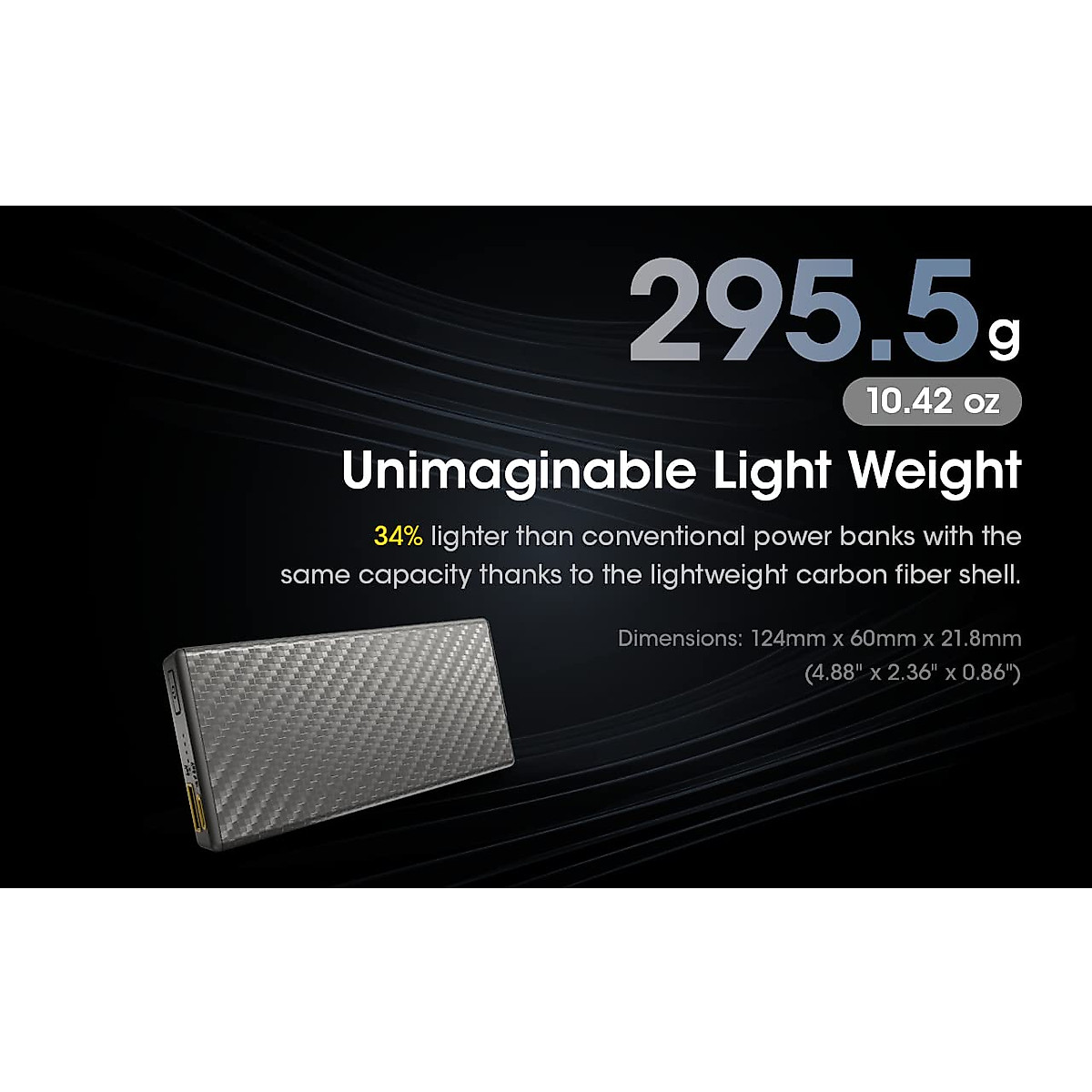 Nitecore Carbo 20000 Lightweight 20000mAh Power Bank for Outdoor, QC PD Quick Charge, USB & USB-C Dual Ports Waterproof Impact Resistant with Lumentac USB Cable