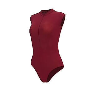 Dance Elite - Allure - Embroidered Floral Back Panel Leotard for Women Dance (Wine Cap Sleeves, Adult M)