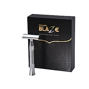 Pearl Shaving Blaze Double Edge Safety Razor for Men - Reusable Metal Razor Made with CNC process | Premium Shaving Razors| Men's Safety Shaving Razor Kit for Valentine's day Gift