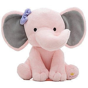 KINREX Elephant Stuffed Animals – Stuff Animal Plush Toy for Babies Girls Boys, Elephants Plushie Teddy Bear Toys for Birth Stats Baby Shower Infant Newborn Boy & Girl, Pink Measures 9 Inches