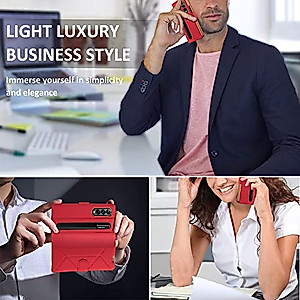 NINKI Compatible Magnetic Leather Case for Samsung Galaxy Z Fold 4 Case with Screen Protector and Stand 2022 Luxury Business Protective Samsung Z Fold 4 5G Phone Case with S Pen Holder Women- Red