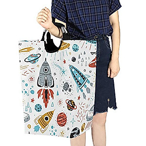 Blueangle Cartoon Rockets Laundry Basket Clothes Hamper Collapsible Durable Dirty Clothes Large Storage Laundry Organizer