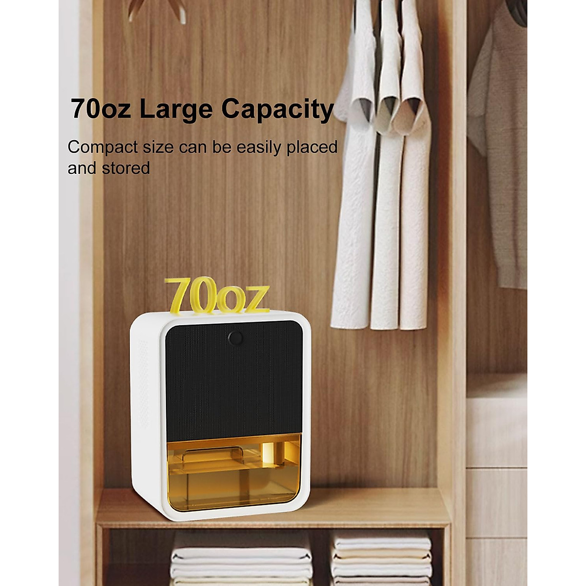 Dehumidifier, AILINKE Dehumidifiers for Bedroom 70oz, 500 sq.ft, Small Dehumidifier for Bathroom, Living Room with Auto Shut Off, Timer, Quiet Dehumidifier for Room, 7 Colors LED Light, White