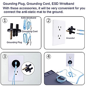 Anti-Static Mat ESD Safe for Electronic Includes ESD Wristband and Grounding Wire, HPFIX Silicone Soldering Repair Mat 932°F Heat Resistant for iPhone iPad iMac, Laptop, Computer, 15.9” x 12” Grey