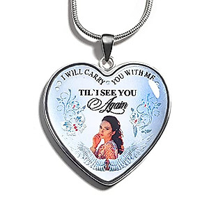 Drawelry Personalized Photo Memorial Necklace Customized Picture Pendant With Angel Wings Sterling Silver Snake Chain for Women Men Heart Memory Necklace Jewelry Gift for Anniversary Loving Memory