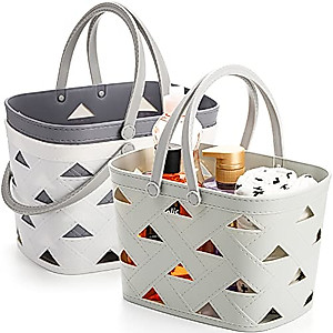 Nicunom 3 Pack Plastic Organizer Storage Basket with Handle, Portable Shower Caddy Tote, Toiletry Bin Box Shelf Organizers Basket for Bathroom, College, Dorm, Gym, Kitchen, Camp