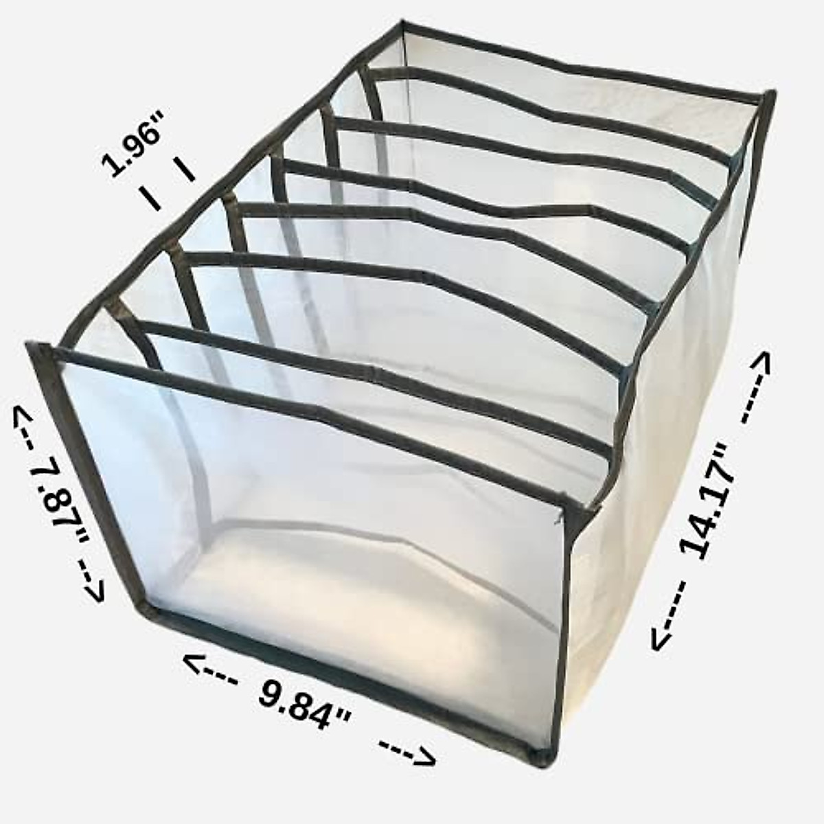 2PCS Wardrobe Clothes Closet Organizer Storage Baskets 7 Grid Foldable Drawer Mesh Separation Box For T-shirt, Legging, Skirts, Jeans, Kid Clothes