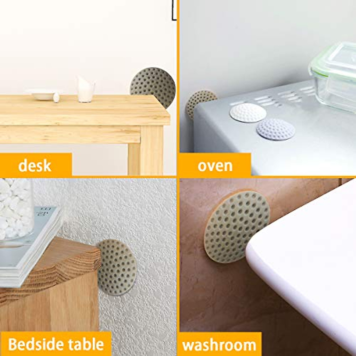 Door Stopper Wall(6 Pack,Grey),Wall Protector from Door Knobs Rubber,2 inch Door Stopper Wall Protector,Self-Adhesive Wall Protector for Door,Chair,Fridge,Cupboards,Bathroom,Windows.