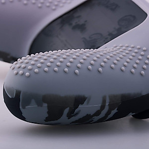 YoRHa Studded Silicone Transfer Print Cover Skin Case ONLY for Nitendo Official Switch Pro Controller x 1(Camouflage Grey) with Pro Thumb Grips x 8