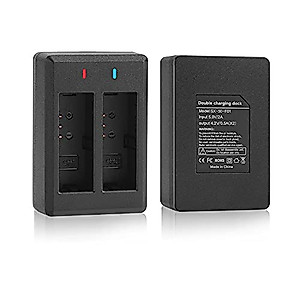 GeeKam 1350mAh Battery (3 Pack) with 2-Channel Charger for AKASO Brave 7 LE, Victure AC940/AC960, XTU S3, WOLFANG ‎GA400/GA420, Campark V40, Rollei 6s Plus/8s Plus/9s Plus