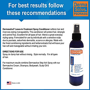 Dermasolve Psoriasis Leave-In-Treatment and Styling Spray Conditioner for Seborrheic Dermatitis, Sensitive Skin, Detangle, De-Flake, Soothing Anti Dandruff, Dry Scalp Repair for Damaged Hair