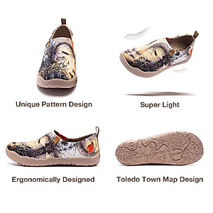 UIN Women's Lightweight Sneakers Slip Ons Walking Casual Fashion Art Painted Thai Travel Holiday Shoes Green Nirvana (39)