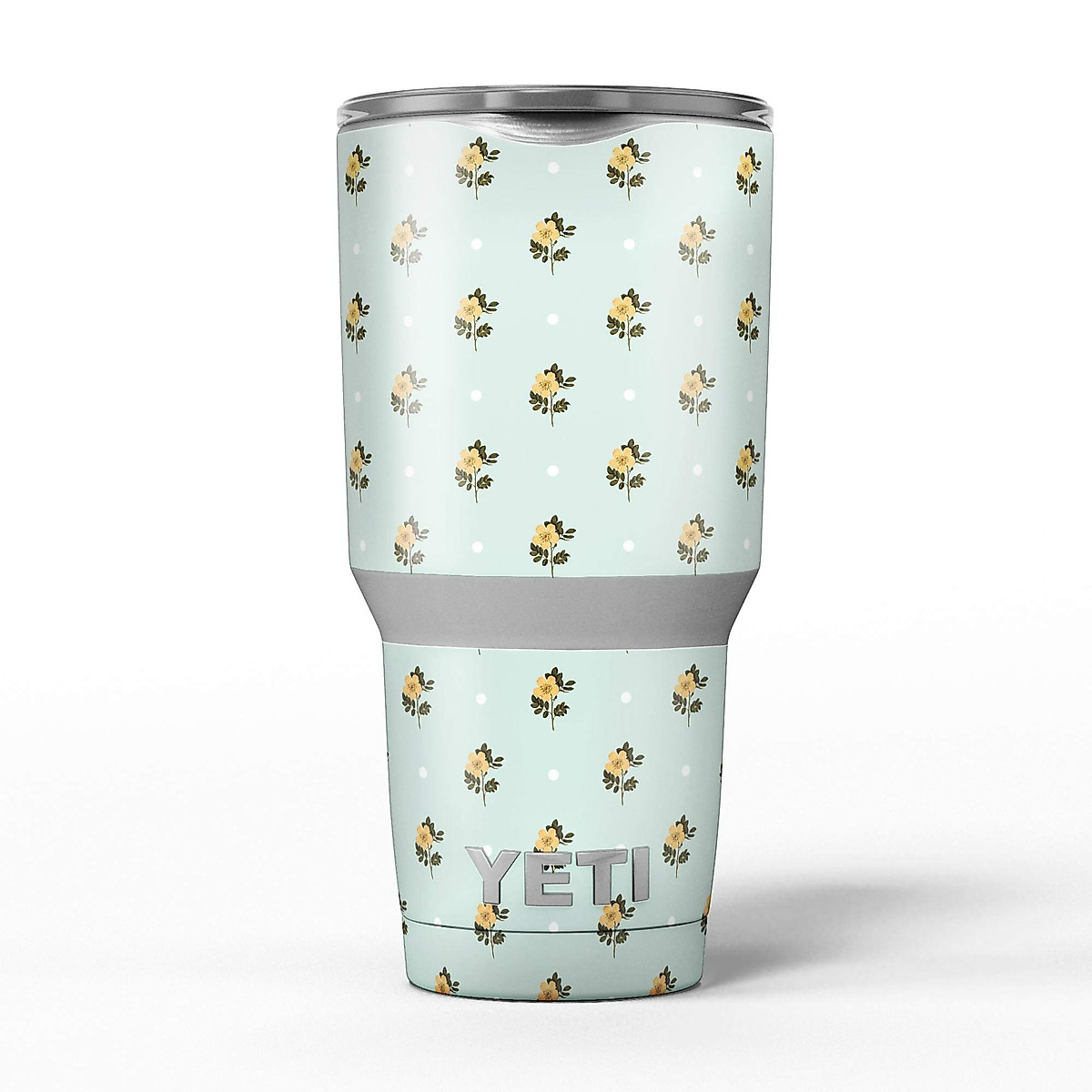 Design Skinz The Micro Daisy and Mint Polka Dot Pattern - Skin Decal Vinyl Wrap Kit Compatible with The Yeti Rambler Cooler Tumbler Cups