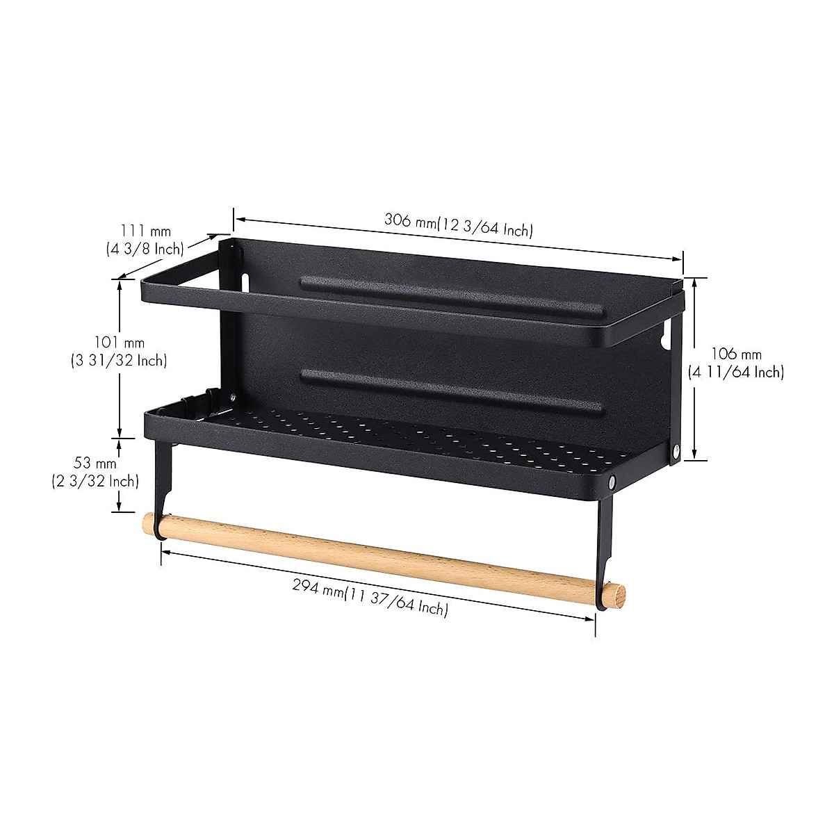 KES Magnetic Paper Towel Holder for Refrigerator Matt Black Magnetic Spice Rack Magnetic Shelf Refrigerator Organizer Wall Mount , KRR501A-BK