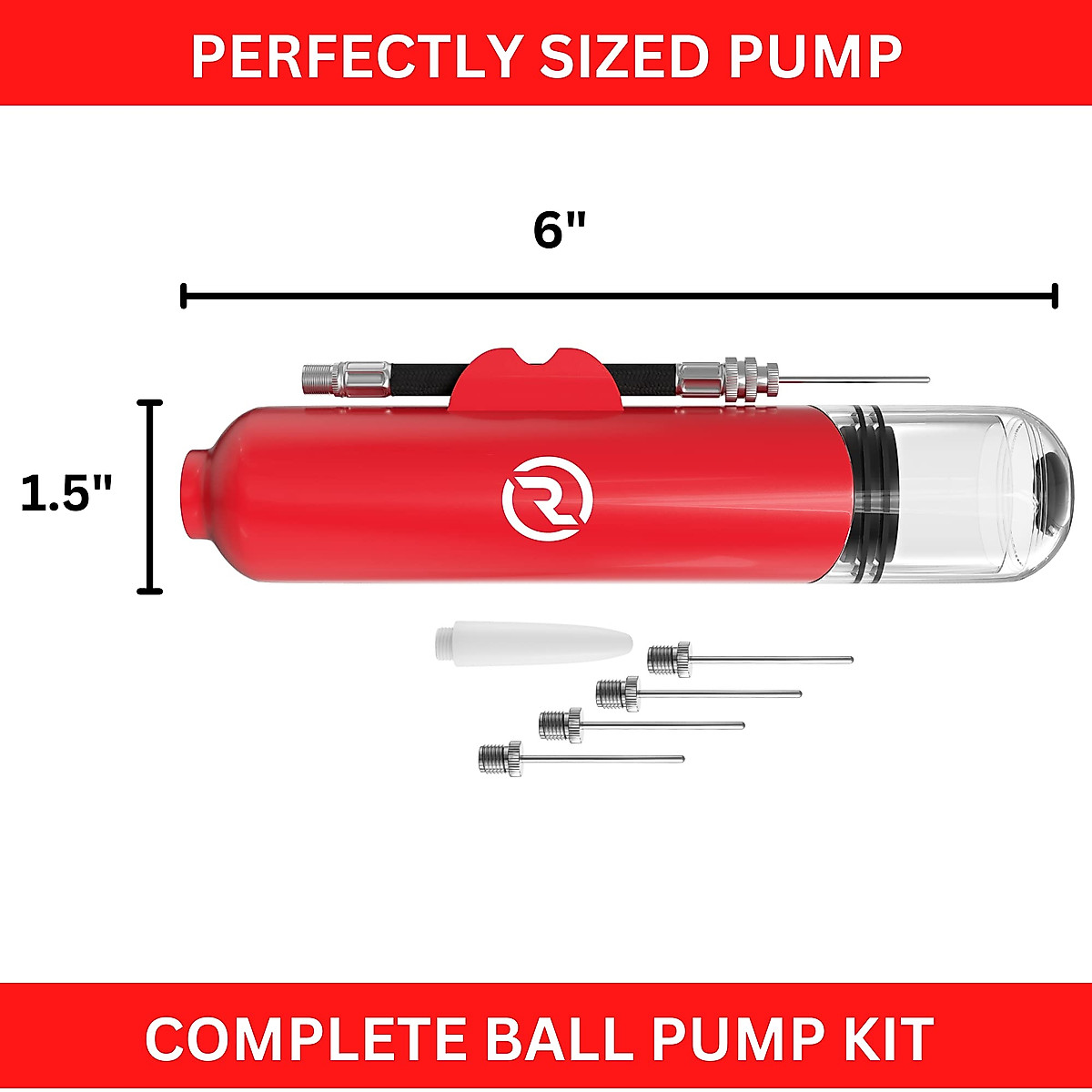Ball Pump for Sports Balls - 5 Needles - Basketball Pump, Soccer Ball Pump - Air Pump for Balls, Volleyball, Football Accessories Equipment - Hand Pump for Inflatables - Never Lose Pin with Holder
