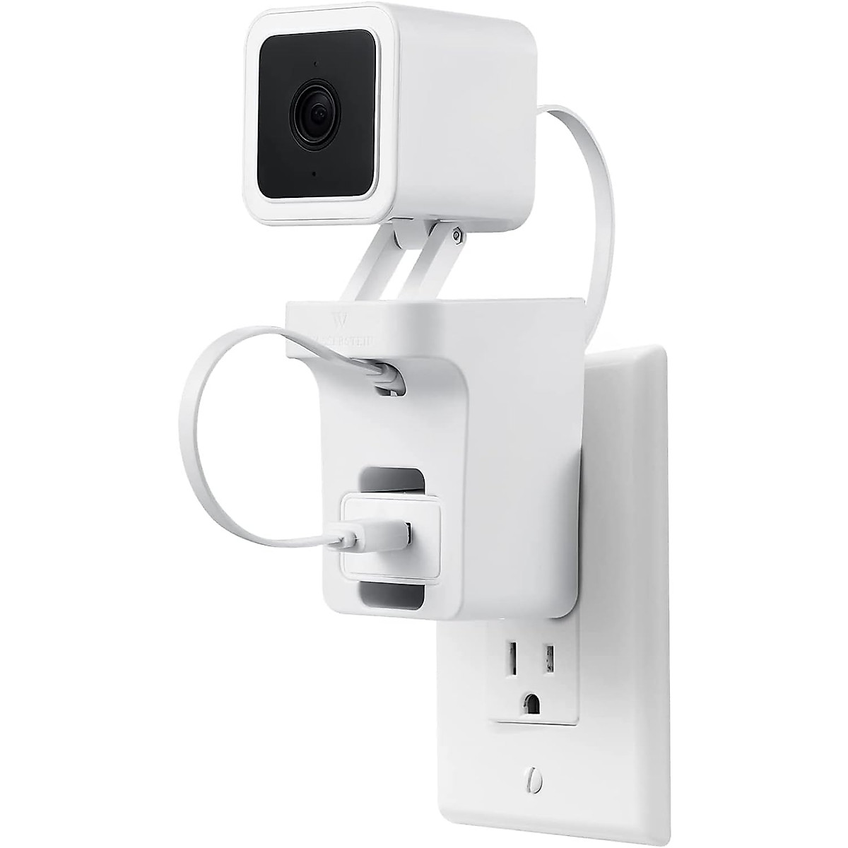 Wasserstein AC Outlet Wall Mount Compatible with Wyze Cam V3 - Reliable Mounting Alternative for Your Cameras (White)