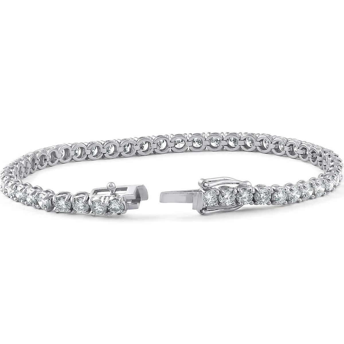 7ct Diamond Tennis Bracelet 14K White Gold Women's 7" Round Cut