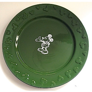Disney Parks Green with White Mickey Mouse Sketch Dinner Plate NEW