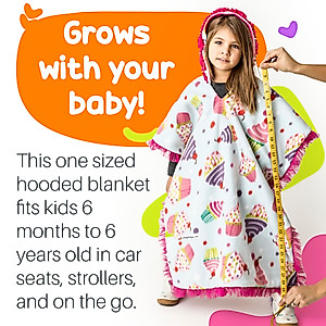 Birdy Boutique Car Seat Poncho for Kids – Safe to Use Over Seat Belts – Reversible Warm and Cozy Blanket – Easy on Easy Off and Doesn’t Impact Car Seat Performance – Cupcake – One Size