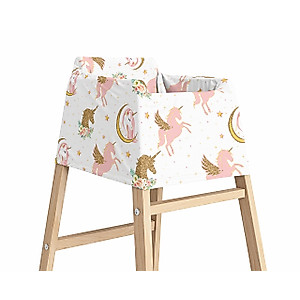 YayaTete Stretchy Multi Use Cover Unicorn Car Seat Canopy Nursing Breastfeeding Cover Up Shopping Grocery Cart High Chair Covering Baby Girl Pink and Gold Stars Nursery Decor, black, white, one size