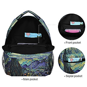 ALAZA Van Gogh's Starry Night Backpack Daypack College School Travel Shoulder Bag