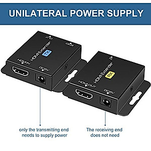 VPFET HDMI Extender Over Single Cat5e/6 HDMI Over Ethernet Up to 200Ft Repeater Balun Transmitter Receiver Power On Cat Support Full 1080p 3D HDCP EDID Copy from Displays