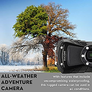 Ricoh WG-80 Digital Camera (Black) Bundle with 5 TB Portable Hard Drive, Gadget Bag with Accessory and Cleaning Kit (3 Items)
