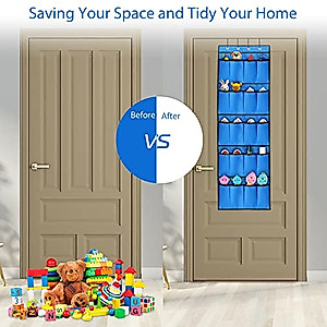 HAAPPYBOX Over The Door Kids Shoes Rack 20-Pocket Kids Toy Organizer 5-Layer Hanging Closet Organizer Storage Shelf | Blue