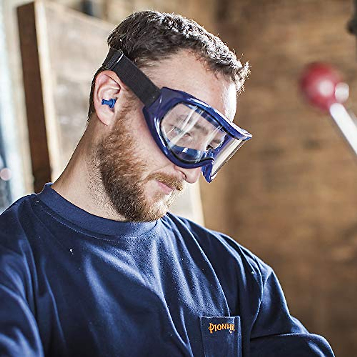 Sellstrom Safety Goggles – Odyssey II Eye Protection, S80200, Anti Fog, Scratch Resistant, Latex Free Protective Eye Shield for Men and Women with Dual Panel Clear Lens, Blue Frame