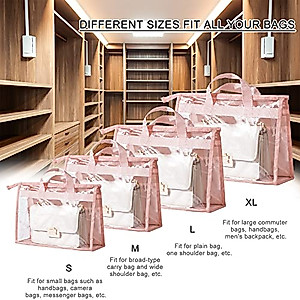 SZXFMY 8 Pack Handbag Storage Organizer Dust Bags Transparent Purse Storage Bag Organizer for Closet with Handle and Zipper Handbags Bag (Pink)