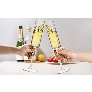 Mr and Mrs Champagne Flutes with Long Stem,Bride and Groom Toasting Glass,Elegant 7oz Square Wine Glasses Set of 2, Bridal Shower Unique Gift for Wedding, Anniversary, Engagement Gifts for Couples