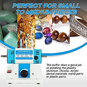 BAOSHISHAN Bench Buffer Jewelry Polisher, with 3 Types Polishing Wheels, Variable Speed Benchtop Polishing Buffing Machine for Jewelry, Wood, Metal, Lathe, Jade (With Wheels 110V)