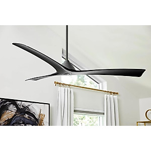 LUZAIRE DESIGN Oxygen 3-120-2115 | Mecca 64 Inch Three Blade Contemporary Modern Smart Ceiling Fan – Black & Walnut Finish | Three Speed Reversible Motor |