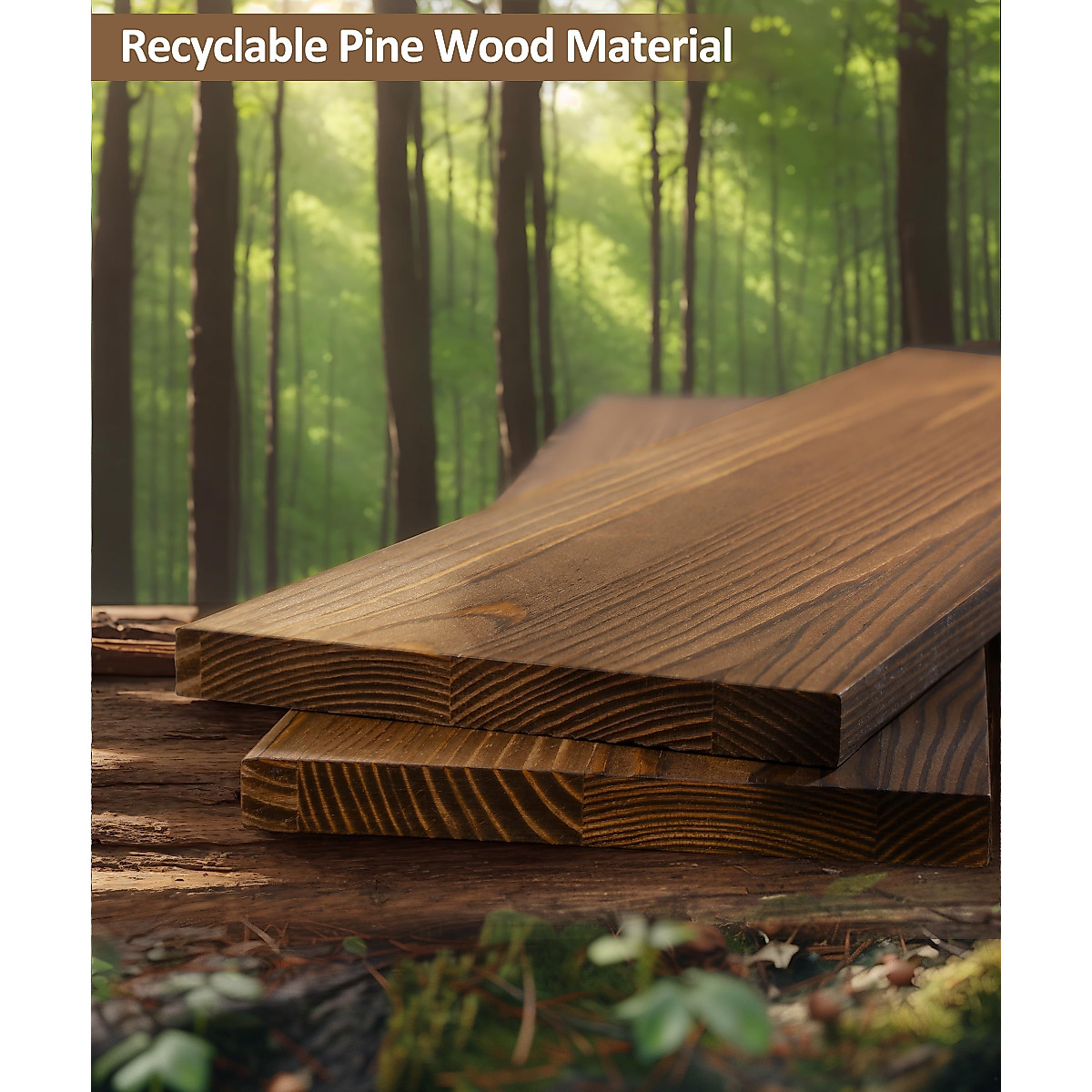 Afuly Wood Shelves for Wall, 24 Inch Rustic Floating Shelf with Wooden Brackets for Bedroom Living Room Kitchen, Wall Mounted Storage Shelving, Natural Solid Wood Home Decor