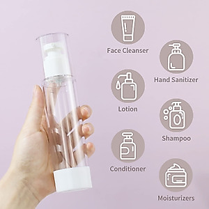 longway 3.4 Oz 100ml Clear Airless Cosmetic Cream Pump Bottle Travel Size Dispenser Refillable Containers for Foundation, Shampoo (Pack of 6)