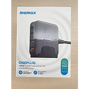 MOMAX USB C Charging Station, 100W GaN USB C Charger with 6.56ft Cord, Fast USB C PD Charger Hub with 2USB-C, 2USB-A, PPS, QC, Desk Charging Station for iPhone14/13/12, MacBook Pro/Air, Laptop, etc