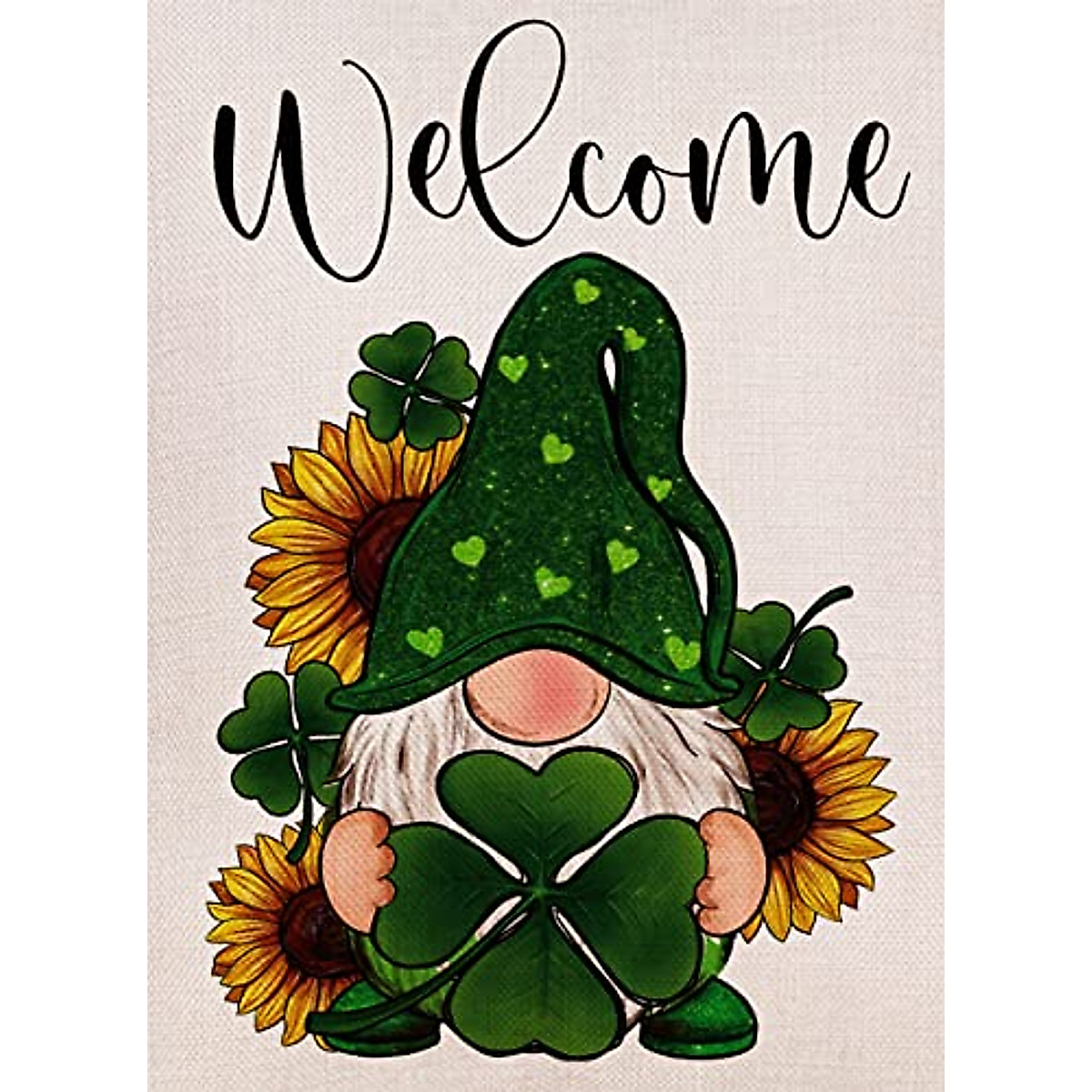 Welcome St Patricks Day Gnome Garden Flag 12.5x18 Inch Double Sided, Shamrock Lucky Clover Holiday Yard Outdoor Flag