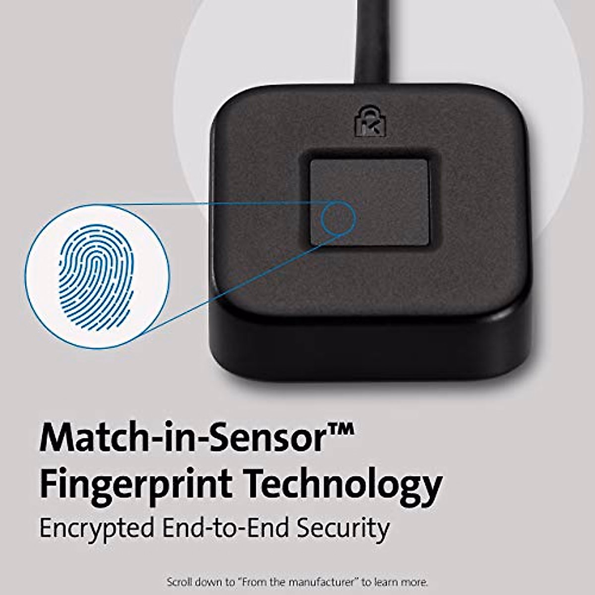 Kensington VeriMark Desktop USB Fingerprint Key Reader - Windows Hello, FIDO U2F, FIDO2 (K62330WW)