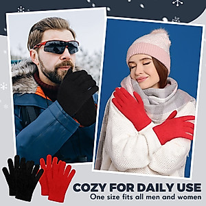 Tarpop 48 Pcs Winter Gloves Bulk Knit Winter Gloves for Women Men Cold Weather Gloves for Homeless Stretchy Cloth Gloves (Multi Color)