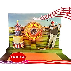 Donald Pop Up Birthday Card with Light & Sound – Pop Up Birthday Cards for Men, Golfing Funny Birthday Card for Men, Dad Card Says Happy Birthday in Trump's Real Voice, Best Birthday Card for Husband