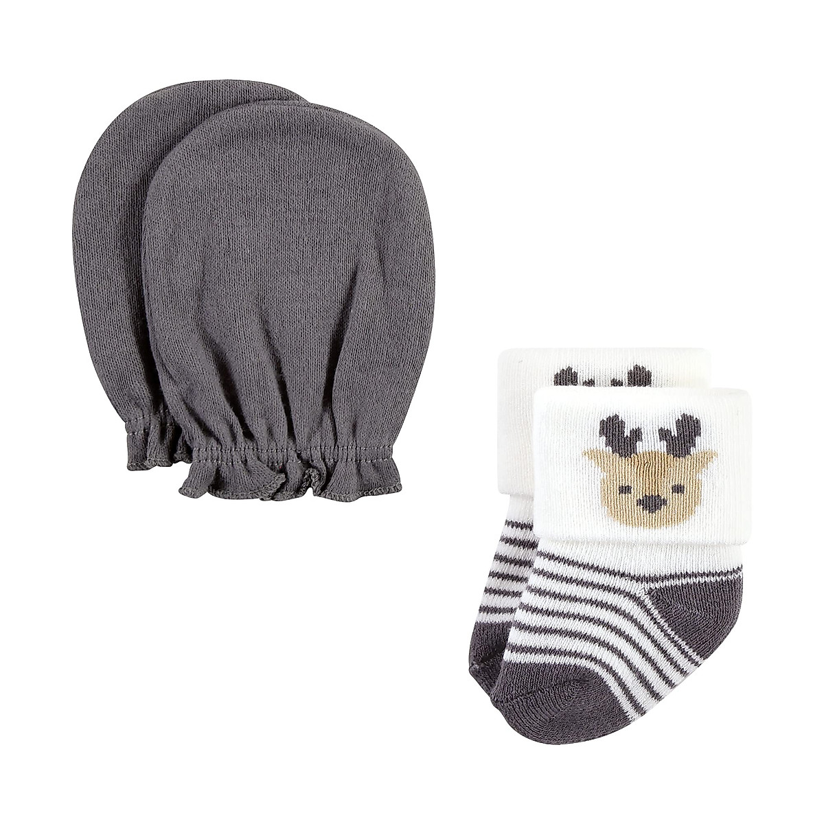 Hudson Baby Unisex Baby Socks and Mittens Set, Woodland Boy, 0-6 Months