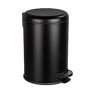 WENKO Black, Trash Can with Lid and Pedal, Garbage Bin for Kitchen with Removable Inner Bucket, Easy Close, Steel, Matt, 5.28 Gal, 12 x 17.32 x 14.76