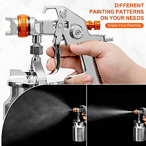 REFINE HVLP Spray Gun, Siphon Air Paint Sprayer Gun with 1.7mm 2mm Nozzle Sets, 1000CC Automotive Paint Gun with Air Regulator, Professional for Car, Furniture, House Painting
