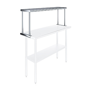 Stainless Steel Single Overshelf for 48" Long Prep Table. 12" Wide x 48" Long x 18" High