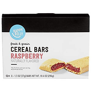 Amazon Brand - Happy Belly Fruit & Grain Cereal Bars, Raspberry, 8 Count