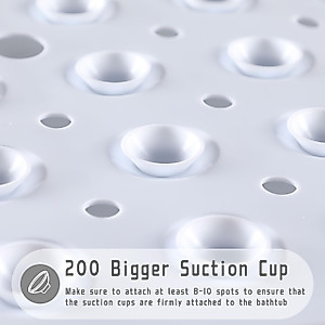 Yimobra Original Bathtub Mat Non Slip, Extra Long Bath Mat for Tub with Big Suction Cups and Drain Holes, Machine Washable Tub Shower Mats for Bathroom 16 x 40 Inches, Phthalate Latex Free, White