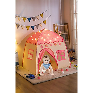 Rettebovon Princess Tent for Girls Girls Play Tent with Star Lights Kids Tents and Playhouses Kids Playhouse Girls Toys Indoor and Outdoor Princess Castle Play Tent for Kids Girls Gift