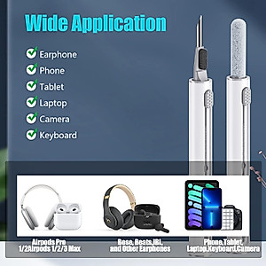 AKIKI Cleaner Kit for Airpods, Earbuds Cleaning kit for Airpods Pro 1 2 3, Phone Cleaner kit with Brush for Bluetooth Earbuds Cleaner, Wireless Earphones,iPhone,Laptop, Camera (White2)